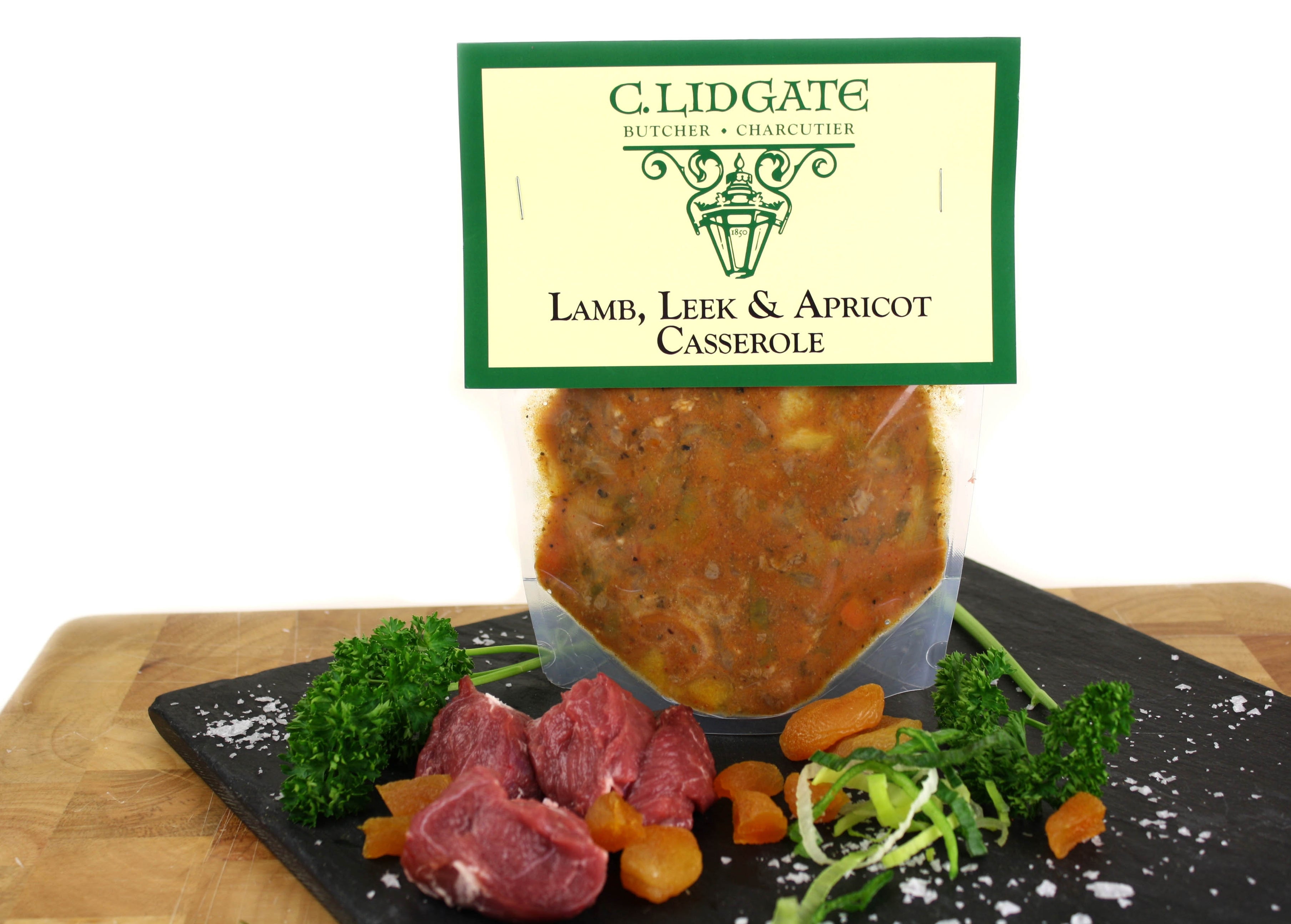 C Lidgate Lamb, Leek & Apricot Casserole 310g — Lidgates Butchers